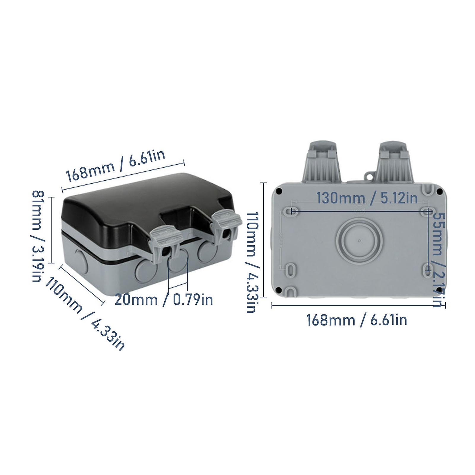 Outdoor IP66 Waterproof Wall Power Socket with 2 Sockets and 15A ...