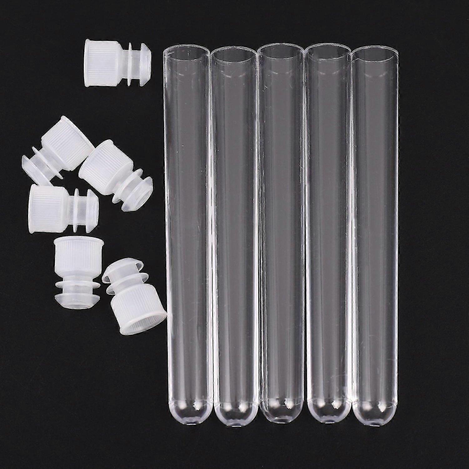 100pcs Clear Plastic Test Tube With Cap 12x100mm U-shaped Bottom Long ...