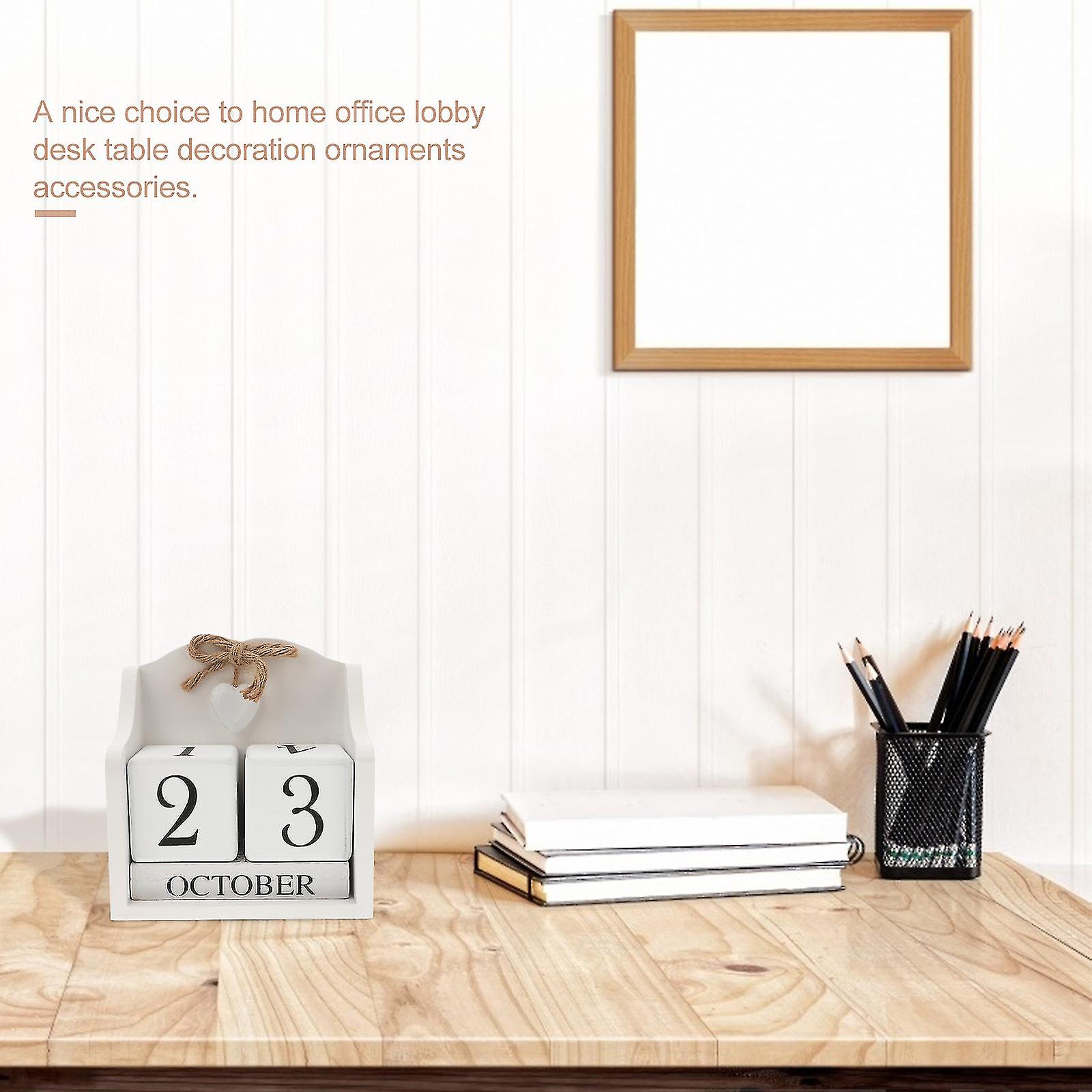 Desk Topper Office Calendar Blocks Vintage Home Decor Rustic Desk ...
