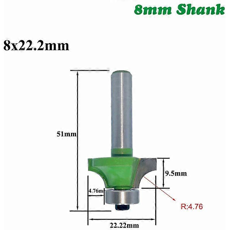 Set of 6 8mm Round End Mills Round Shank Corner Radius Router Bits ...