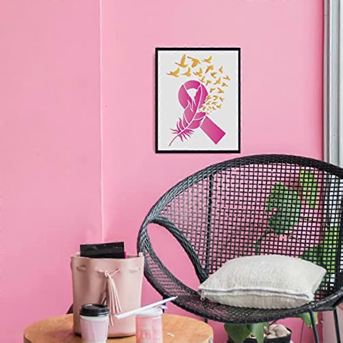 Breast Cancer Ribbon Stencil 11.7x8.3 inch Feather Stencil Plastic ...