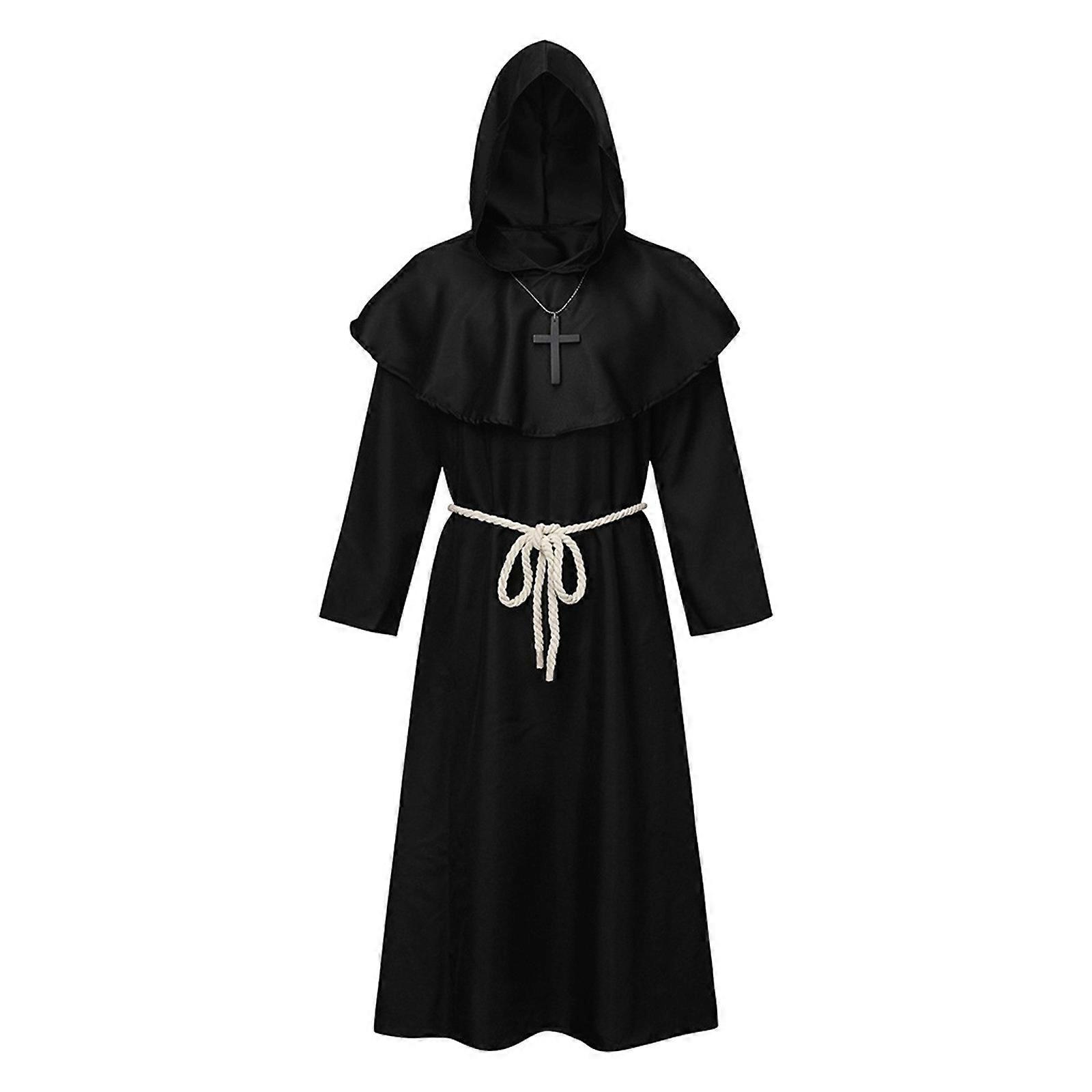 Medieval Priest Monk Robe Friar Monk Hooded Cap Renaissance Costume ...