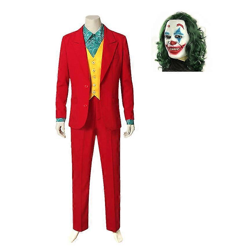 Clown Joker Costume Red Suit Jacket Pants Shirt Outfits Halloween ...