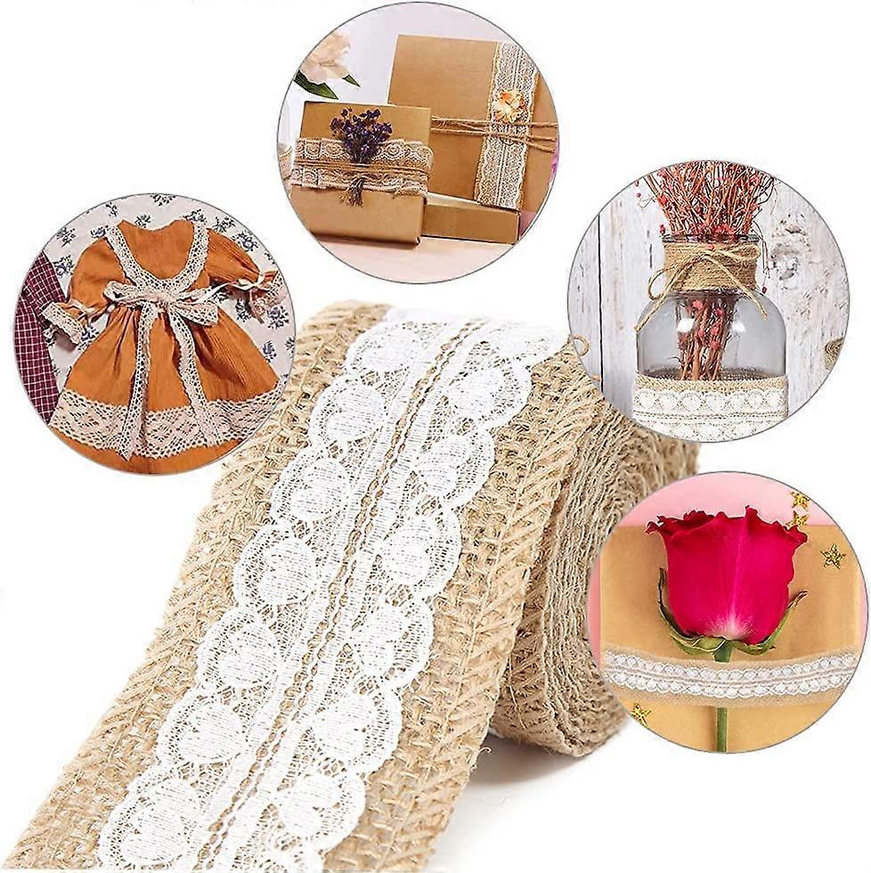 Jute Burlap Ribbon, 3 Rolls Jute Burlap Ribbon Lace Jute Ribbon Jute ...