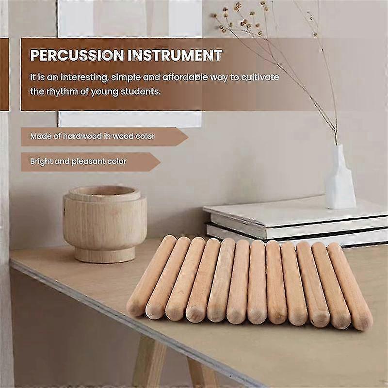 6 Pairs Wood Claves Musical Percussion Instrument Rhythm Sticks ...