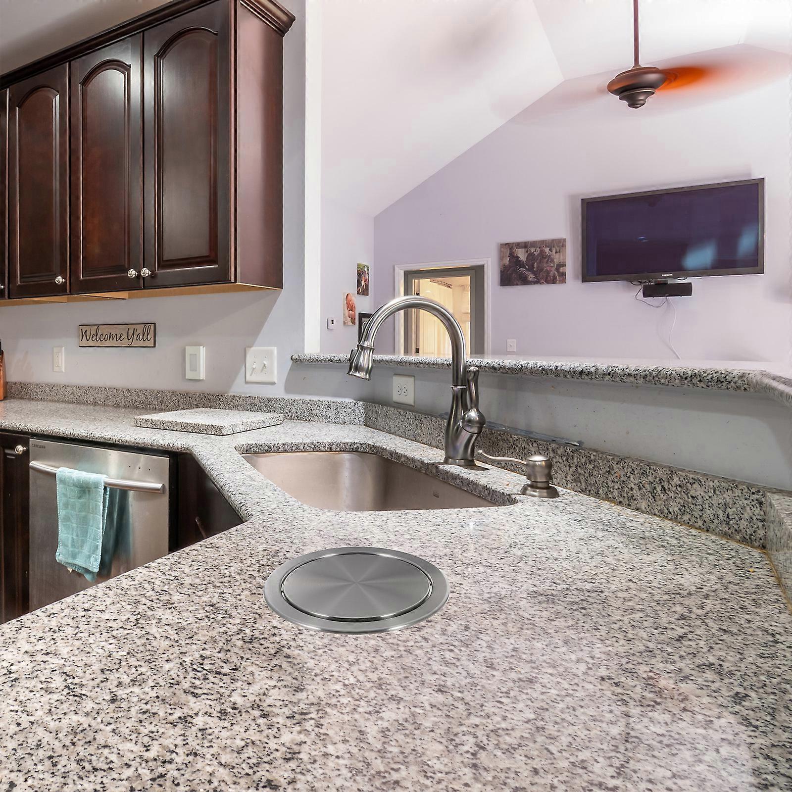 Recessed Counter Top Cover Stainless Steel Flush Trash Can Lid Flap Lid ...