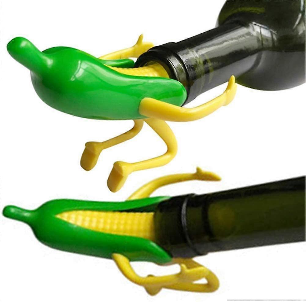 2 Pack Novelty Funny Plastic Wine Bottle Stopper (yellow & Green Corn ...