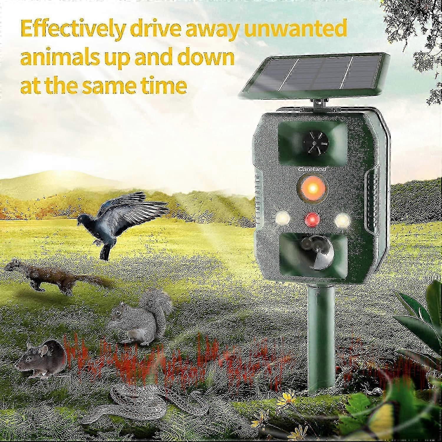 2 In 1 Solar Powered Animal Repeller With Infrared Sensing Detector ...