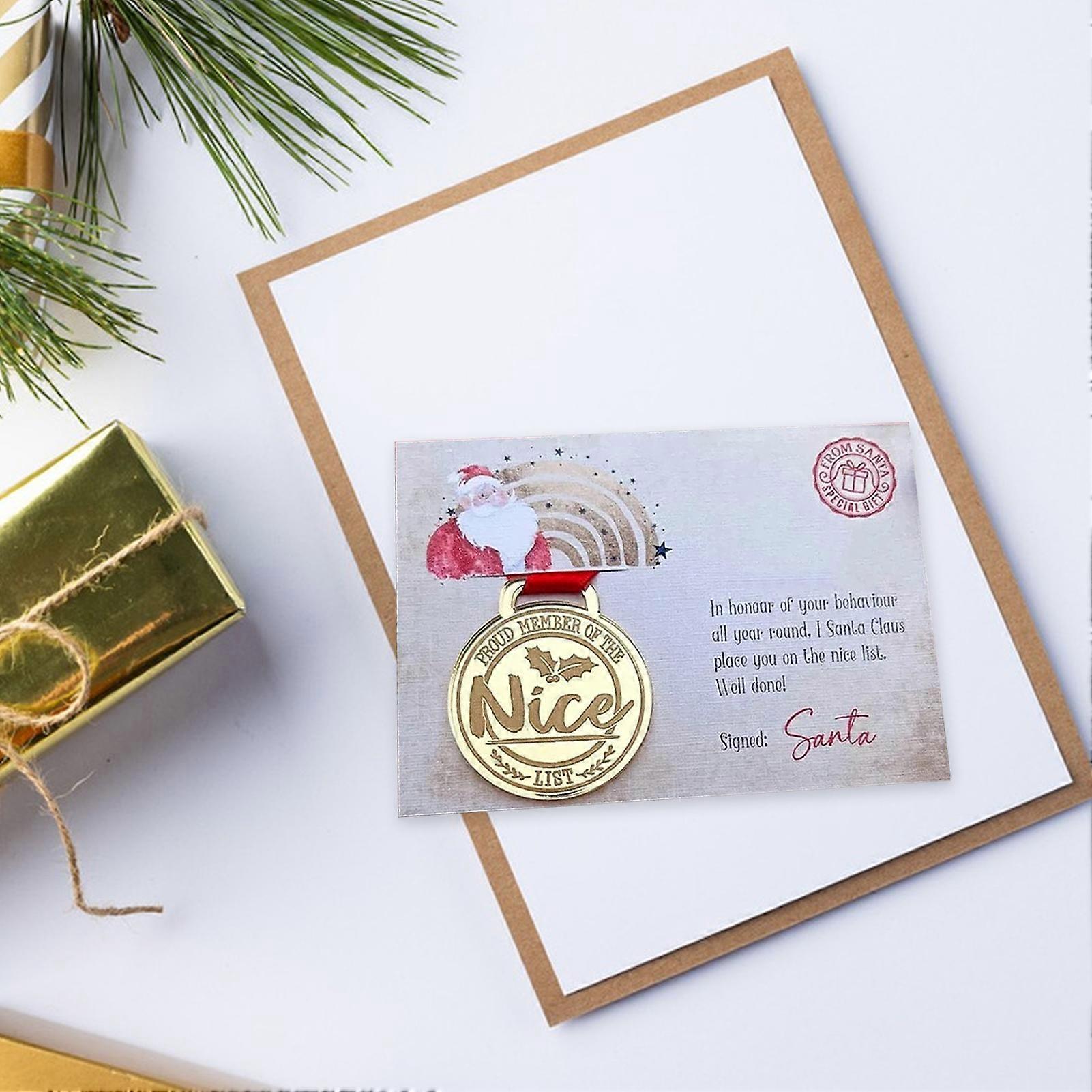 1/2Pcs Christmas Eve Nice List Medal Greeting Card Nativity Christmas ...
