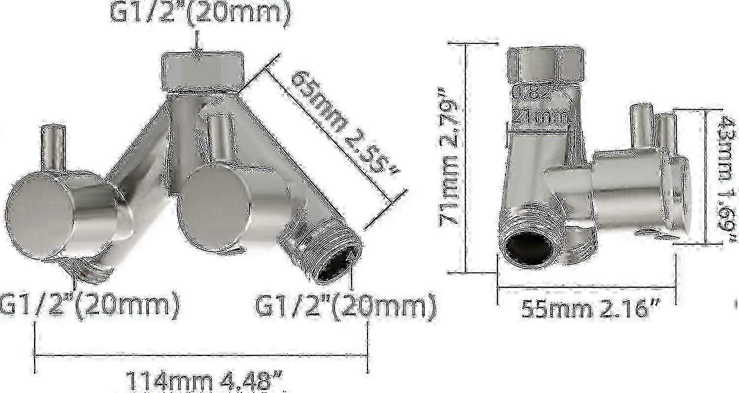 Brass Diverter Valve Shower Shut-off Valve 2-way Y Splitter 1/2 Inch ...