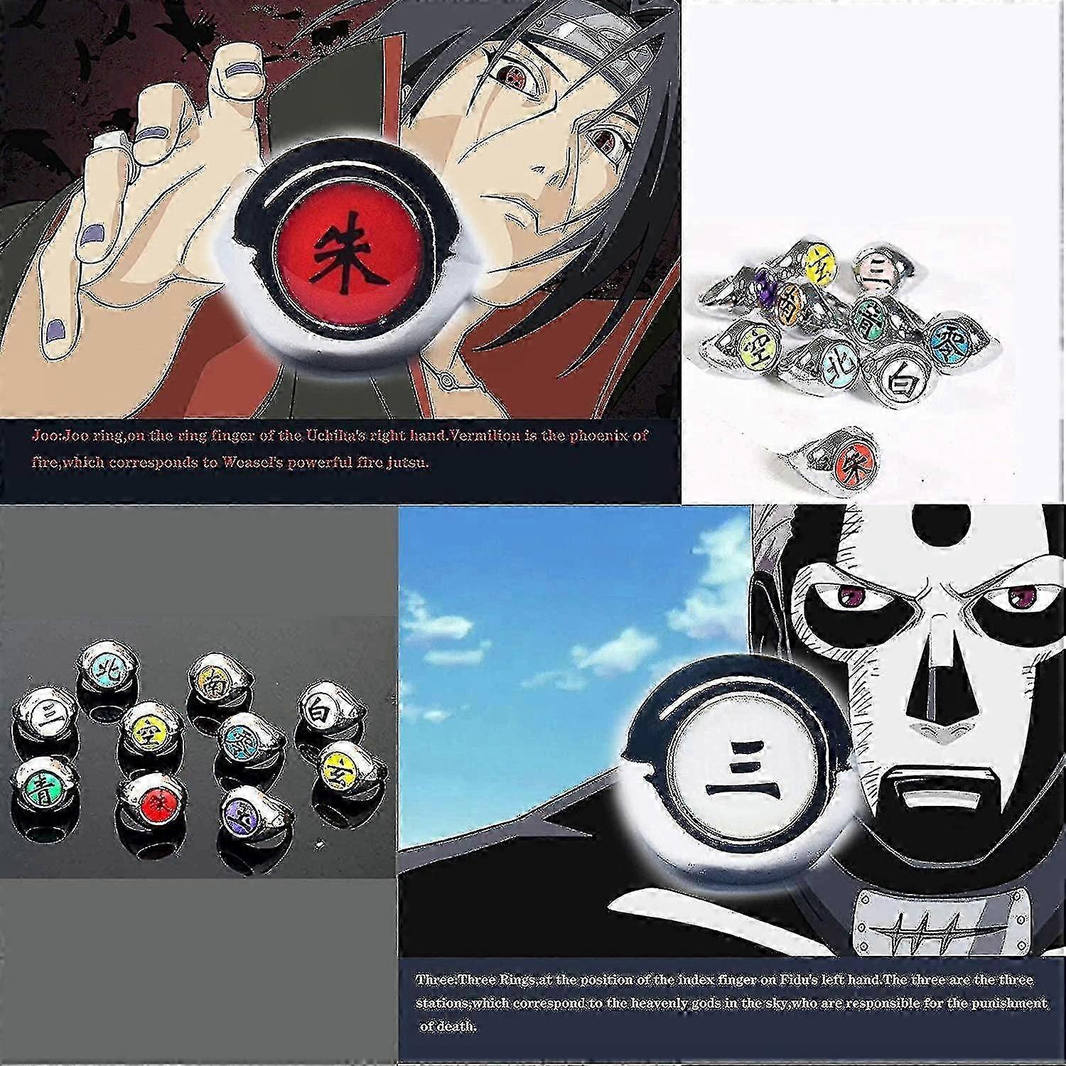 11pcs akatsuki rings set anime naruto cosplay prop ninja uchiha itachi ...