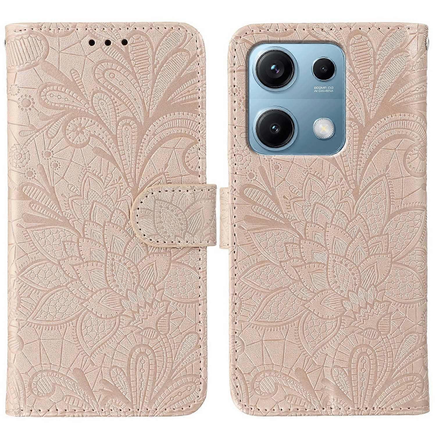 For Xiaomi Redmi Note 14S 4G Case Lace Flowers PU Leather Flip Wallet ...