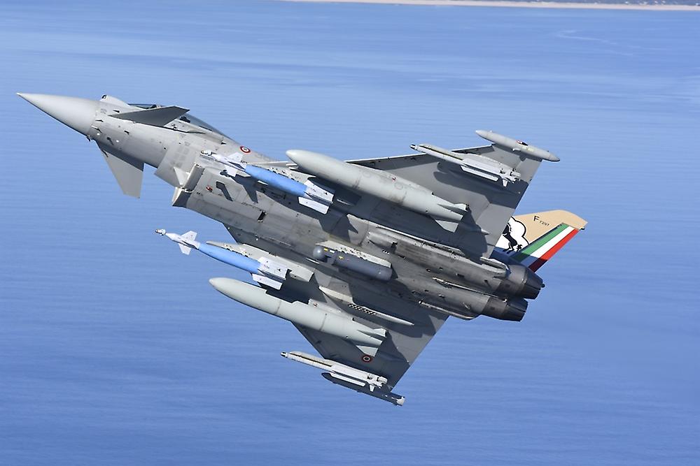 Italian Air Force Eurofighter F-2000 armed with bombs and targeting pod ...