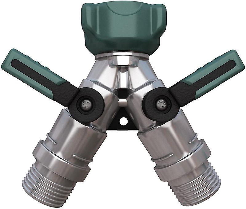 2-way heavy duty garden tap splitter, hose splitter, with shut-off ...