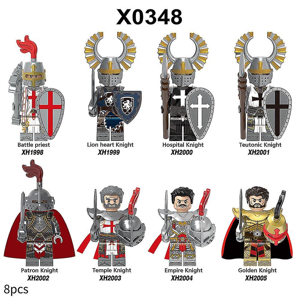 8pcs/set Medieval Knight Action Figures Building Blocks Toy Battle ...