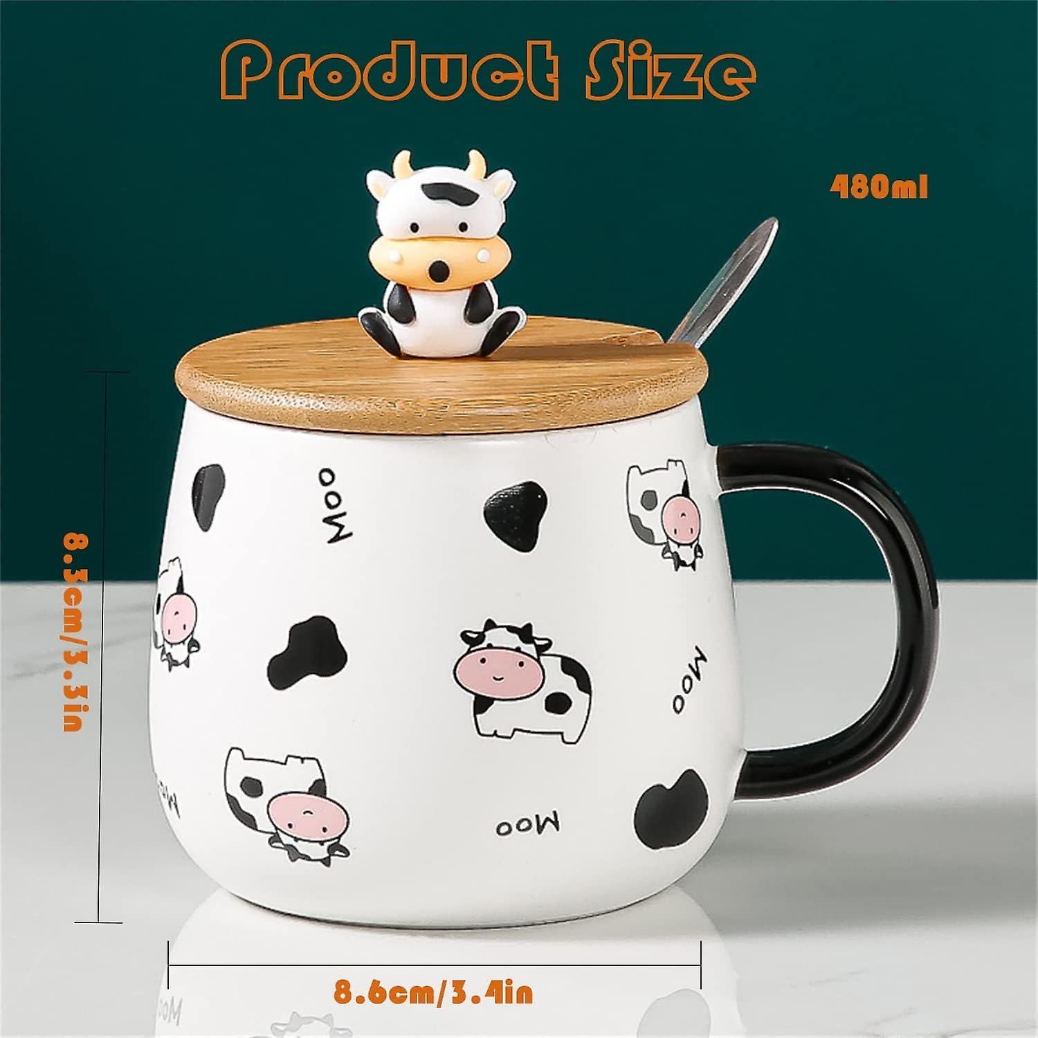 Cute Cow Mug Gifts Kawaii Cup Cow Coffe Mugs With Lid And Spoon Cow ...