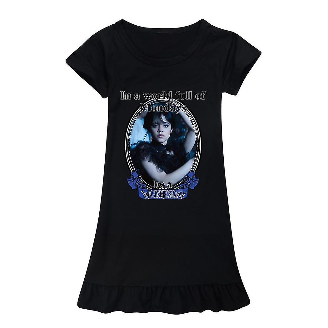 7-12 Years Kids Girls Wednesday The Addams Family Sleep Dress Short ...