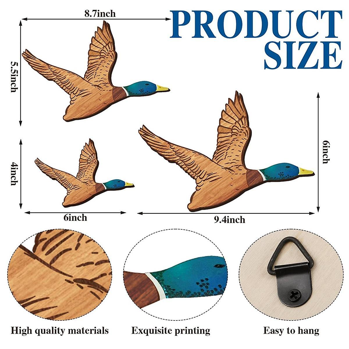 3 Size Mallard Duck Wall Art Wooden Ducks Wall Decor Rustic Flying ...