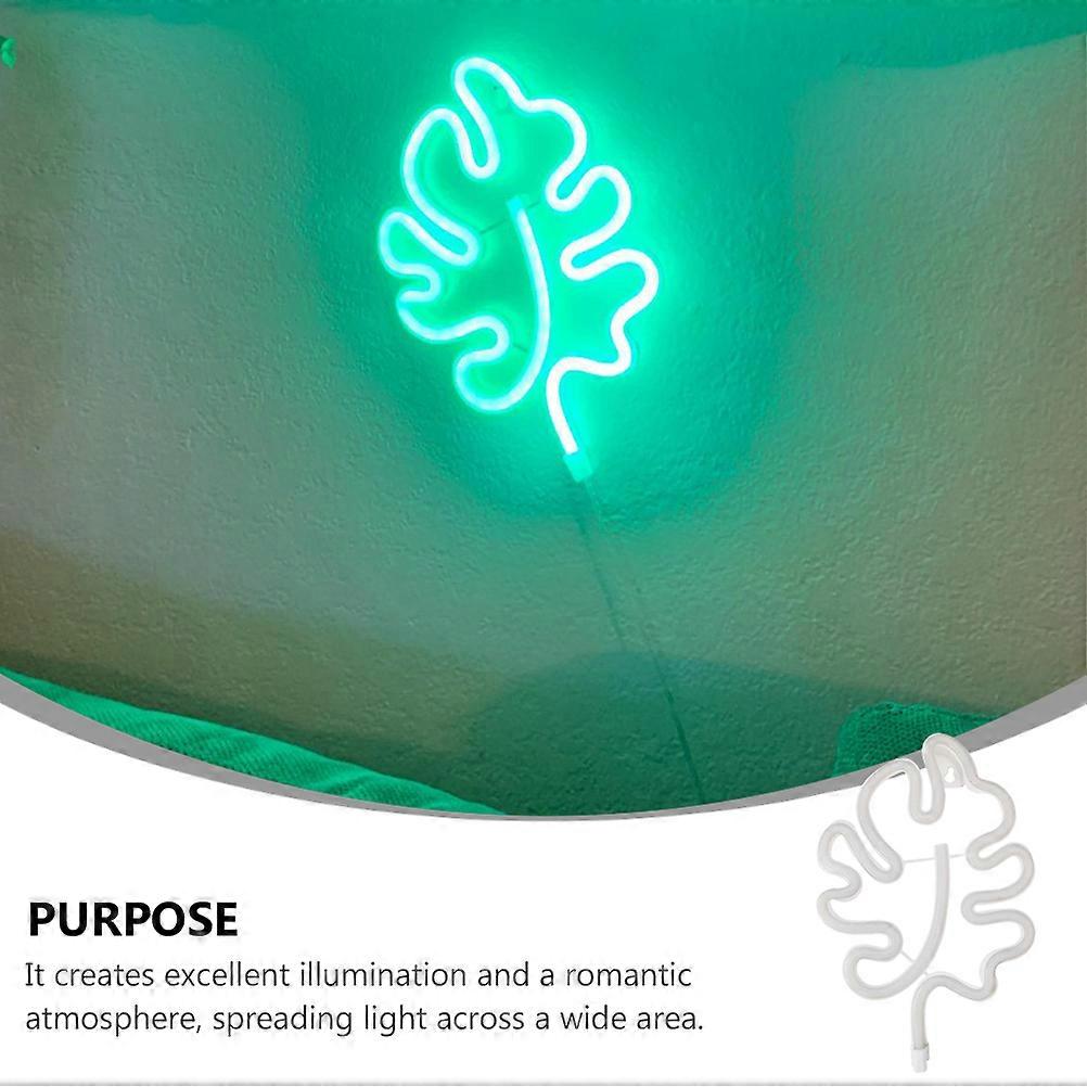 Nordic Style Night Light Desktop LED Monstera Shaped Neon Light without ...