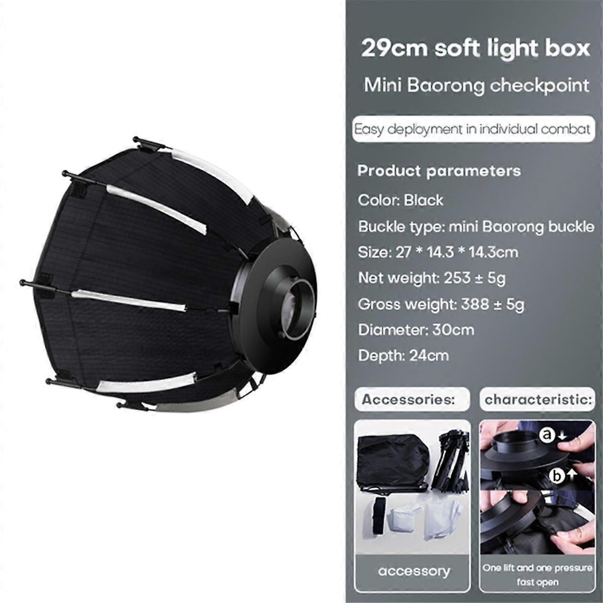 30cm Octagonal Softbox Mini Bowens Mount Quick Release Honeycomb Grid ...