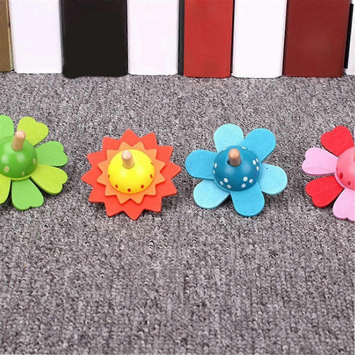 Children'S Top Toy, Wooden Painted Flower Spinning Top | Fruugo UK