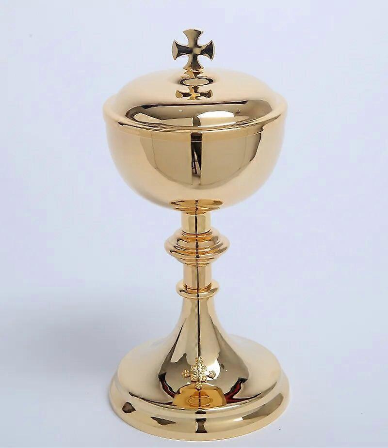 Catholic Chalice And Paten Set Brass Gold Gilded Priest Ciborium With Cross Cover Hosts Ciboria ...