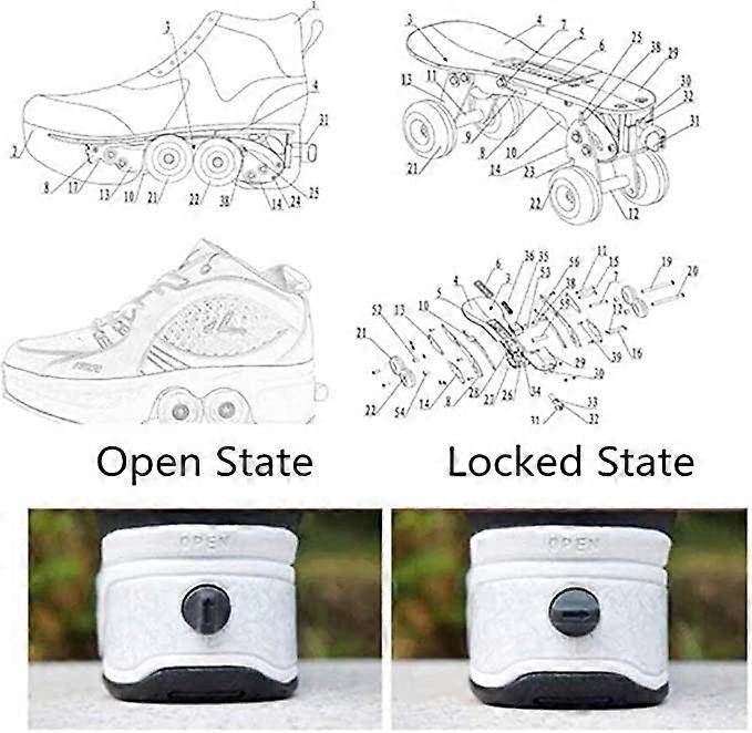 Roller Skates Shoes Deformation Automatic Walking Shoes with Double-Row ...