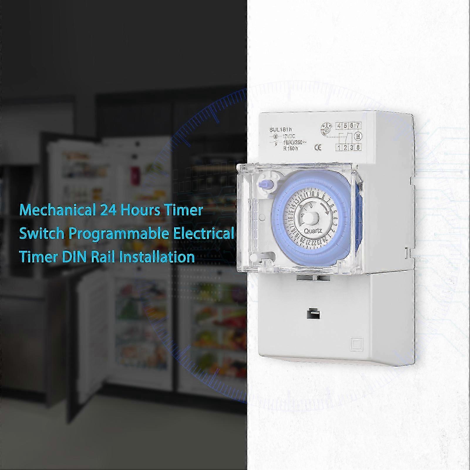Mechanical 24 Hours Timer Switch AC 220-240V 15 Minutes Interval 96 ...