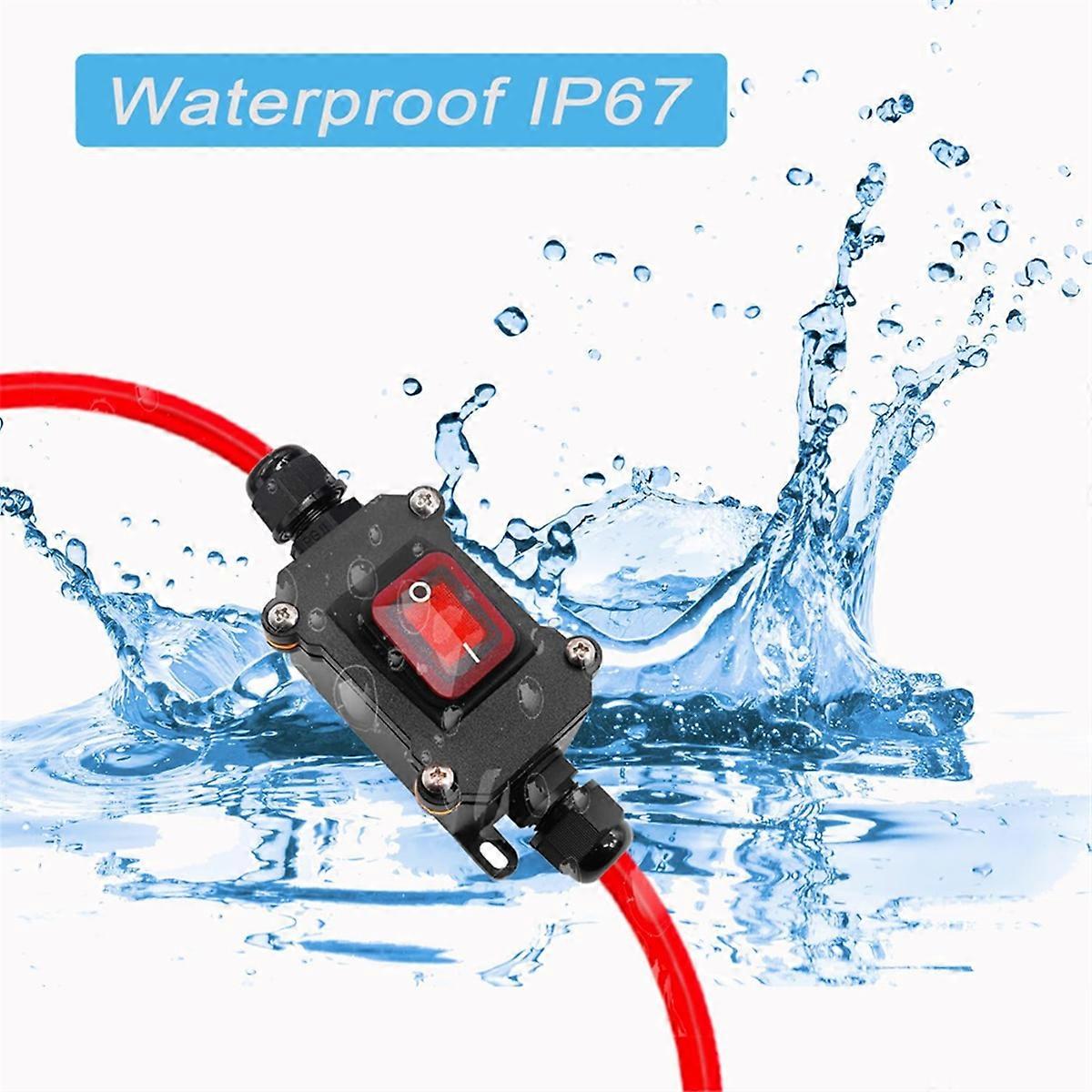 DC12V Inline Wire Switch DC12-24V DPST Dual Side Wiring Switch 25A IP67 ...