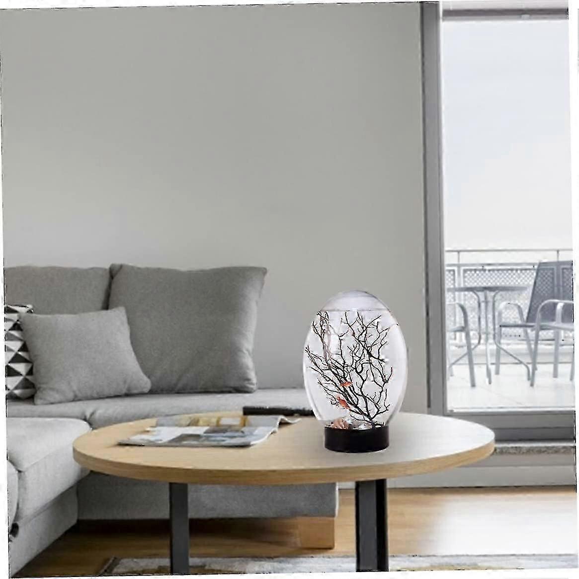 Mini Fish Tank Ecosphere Closed Aquatic Ecosystem Desktop Aquarium with ...