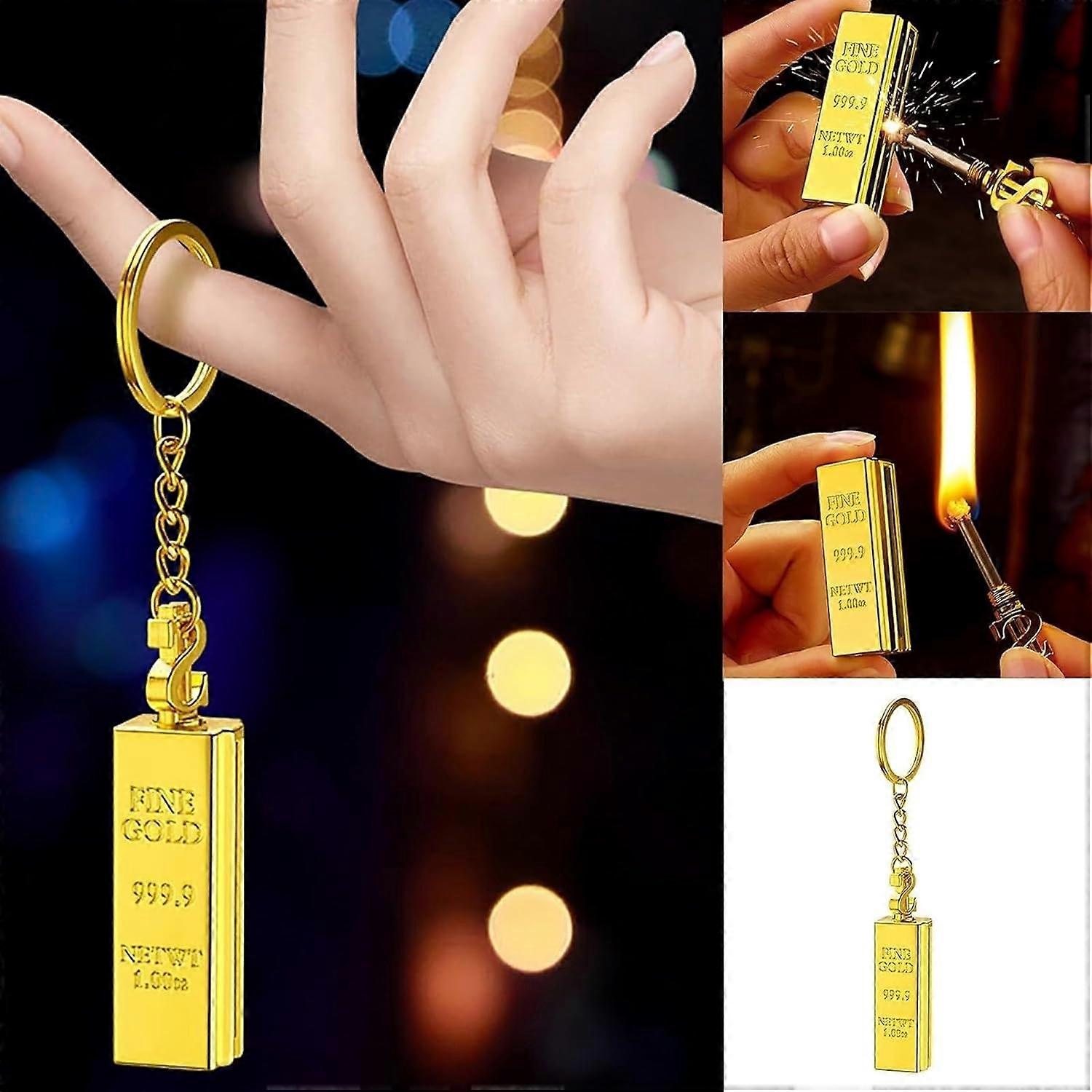 Permanent Gold Bar Lighter, Creative Refillable Metal Emergency ...