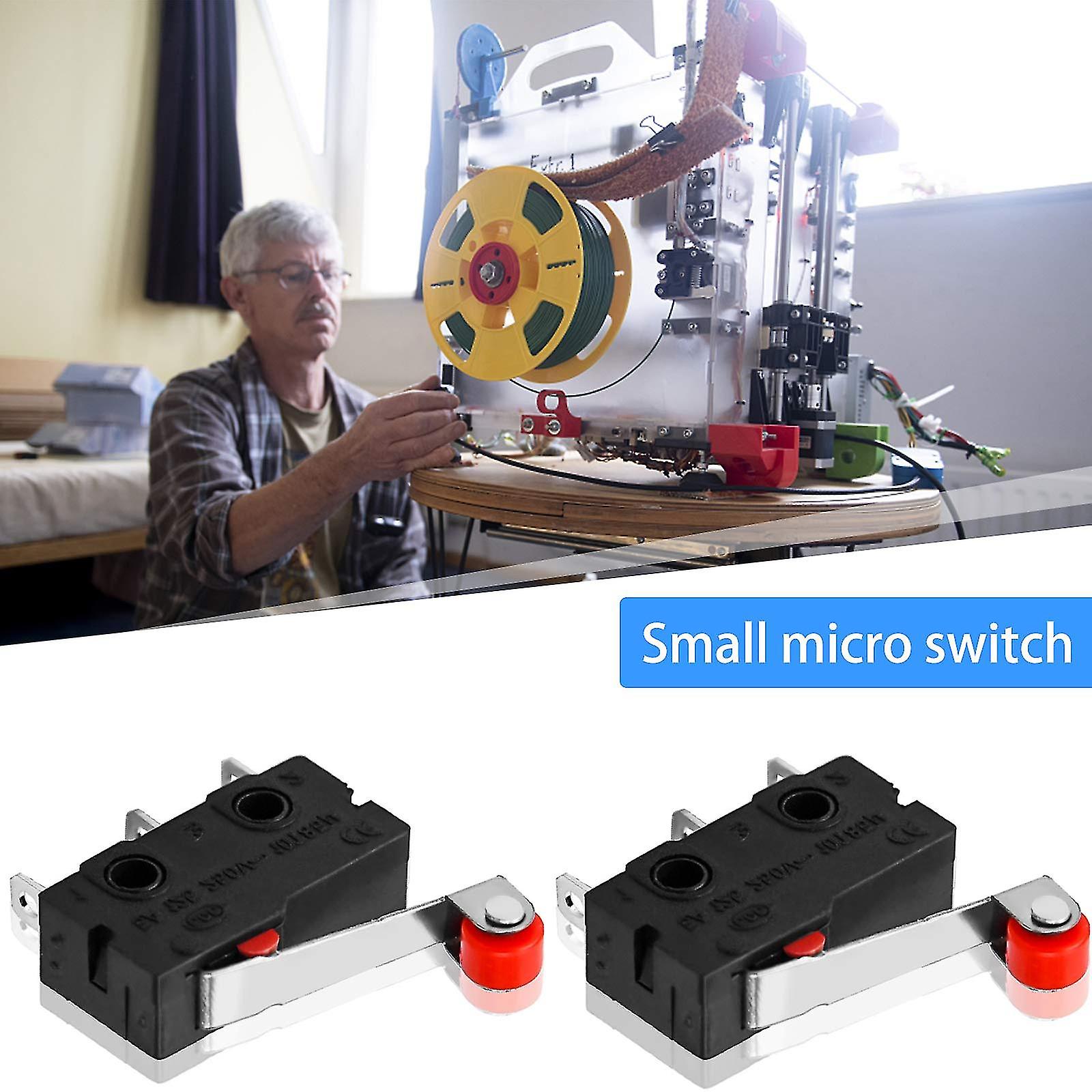 10pcs Mini Micro Switch, 3 Pins Micro Limit Switch 5a 250v Roller Lever Arm Momentary Switch For ...