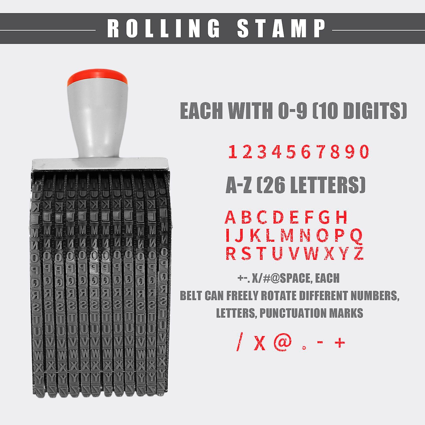 Multipurpose 12 Digit Alphabet Rolling Rubber Stamp English Letter ...