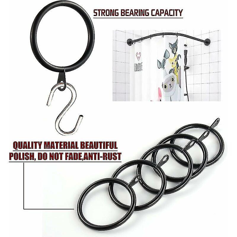 60 Pieces Metal Curtain Ring Hanger Ring With Fixing Eye Curtain And ...