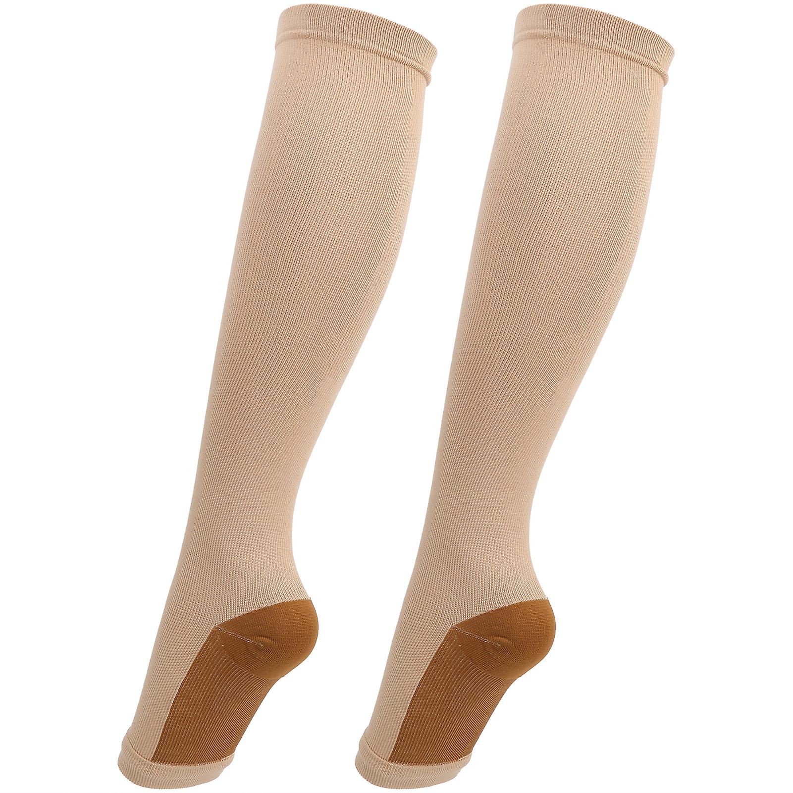 Open Toe Stockings,1Pair Zipper MidCalf Length Compression Stockings ...