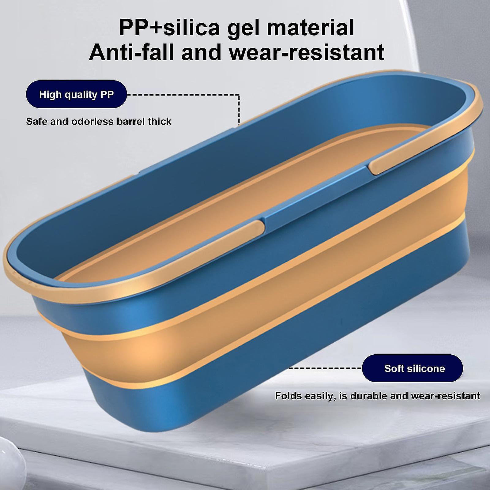 Blue Silicone Folding Bucket With Wheels - Space Saving And Versatile ...
