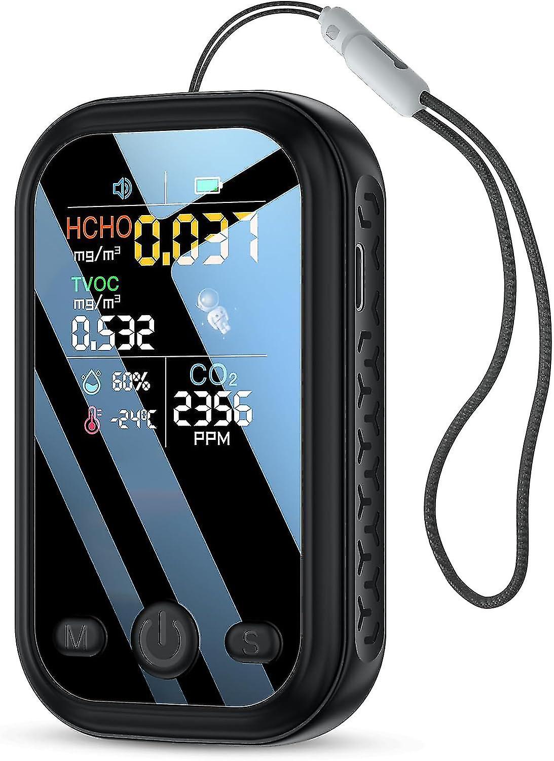 Mini 5-in-1 Air Quality Monitor, Portable Formaldehyde Detector (Black ...