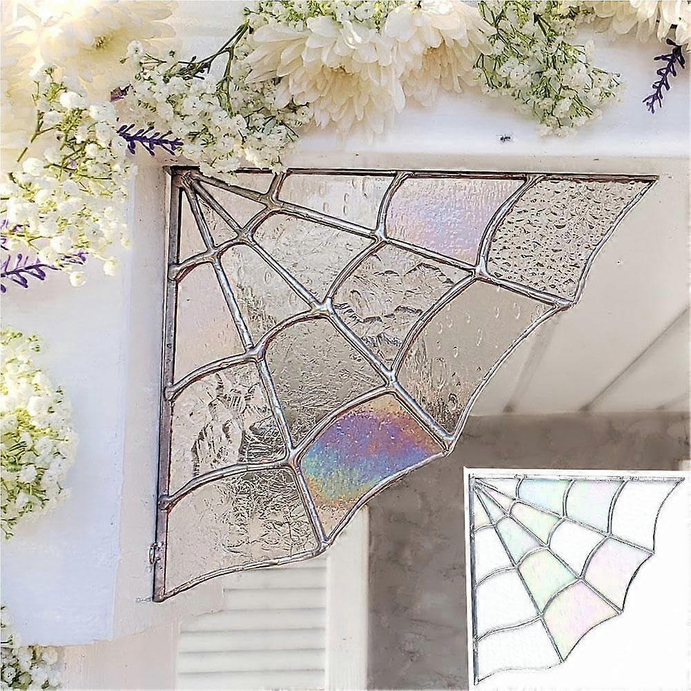Spider Webs Stained Glass Window Wall Hanging, Spiderweb Door Topper ...