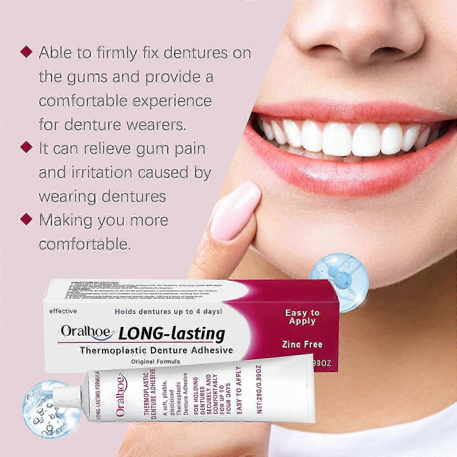 Denture Adhesive, Refits and Tightens Loose Upper and Lower Dentures ...