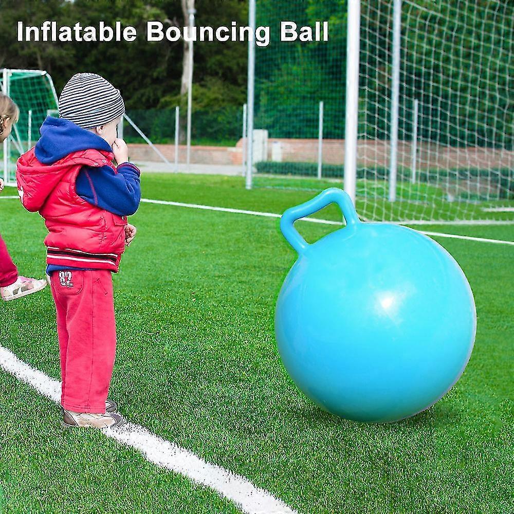Pure Color Inflatable Bouncing Ball Kids Jumping Hop Ball With Handle ...