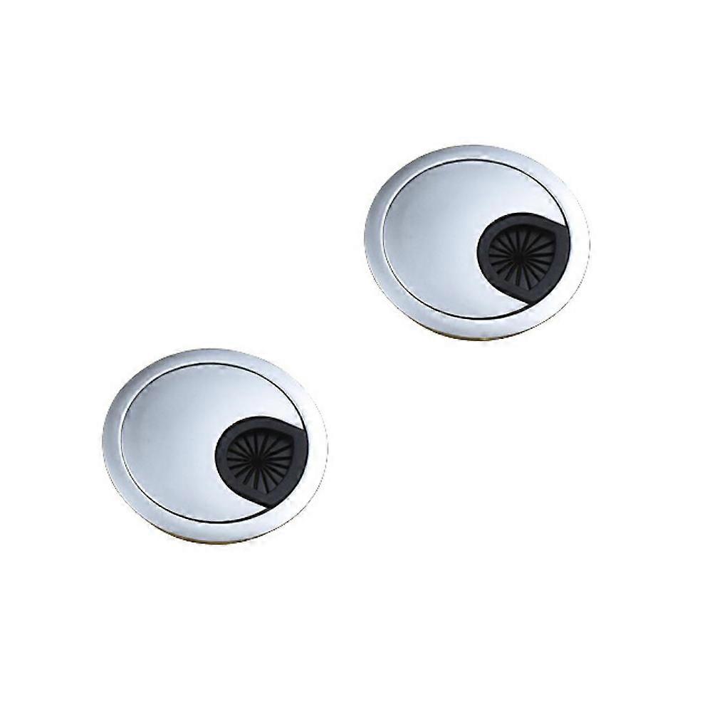 Set of 2 Round Built-in Cable Passes, Design Brushed Steel Metal Wire ...