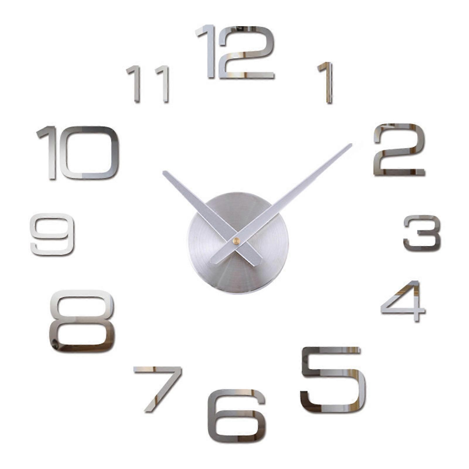 Wall Clock Punch Free Wall Mounted Easy Installation Large Numbers 3D ...