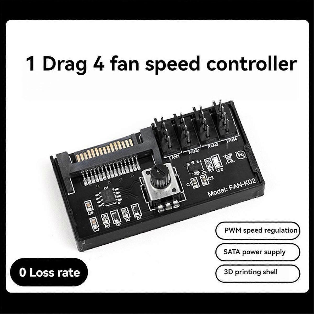 PWM Fan Speed Controller High Power Sata DC Power 4Pin Fan Governor NAS ...