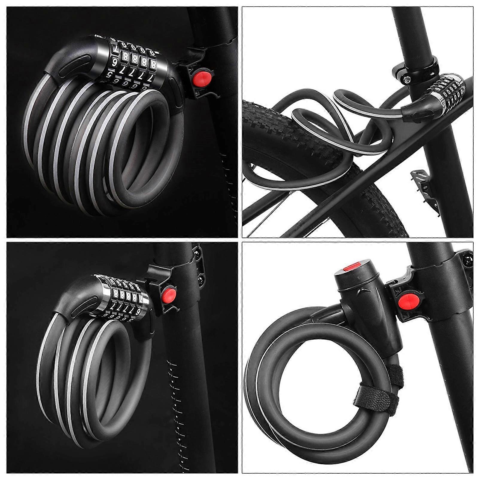 2021 Surface reflective Bike Lock Code Combination Bicycle Lock 1.8m ...