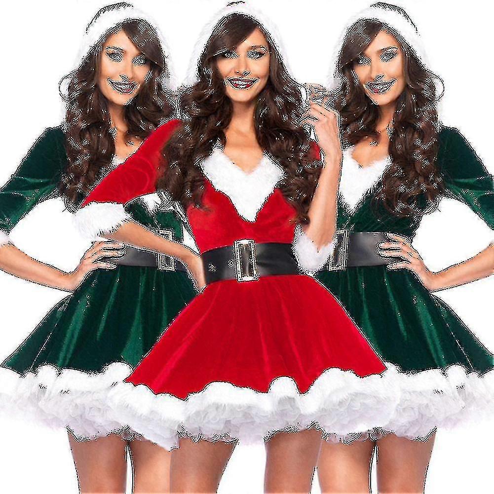 Adult Women Dress Christmas Santa Outfit Mrs Christmas Claus Costume ...