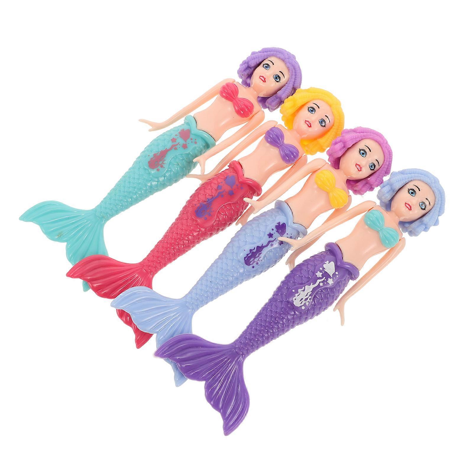 4PCS Mermaid Pool Playsets for Kids Mermaid Figures Dive Toy Set Fun ...