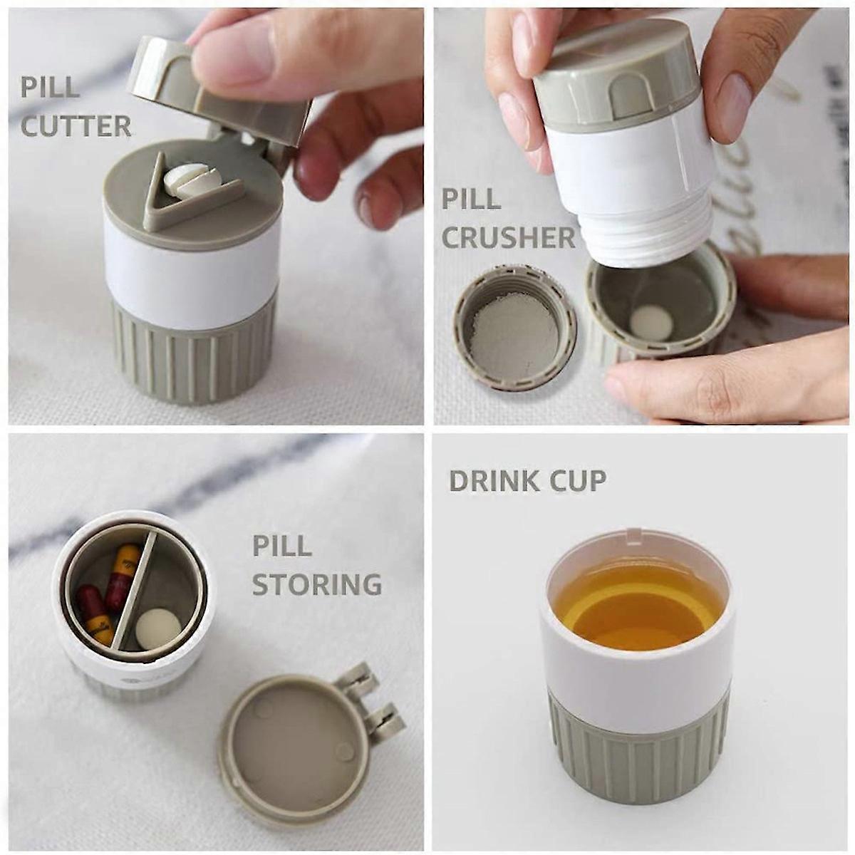Round Tablet Crusher Pill Grinder Medicine Splitter and Storage Box ...