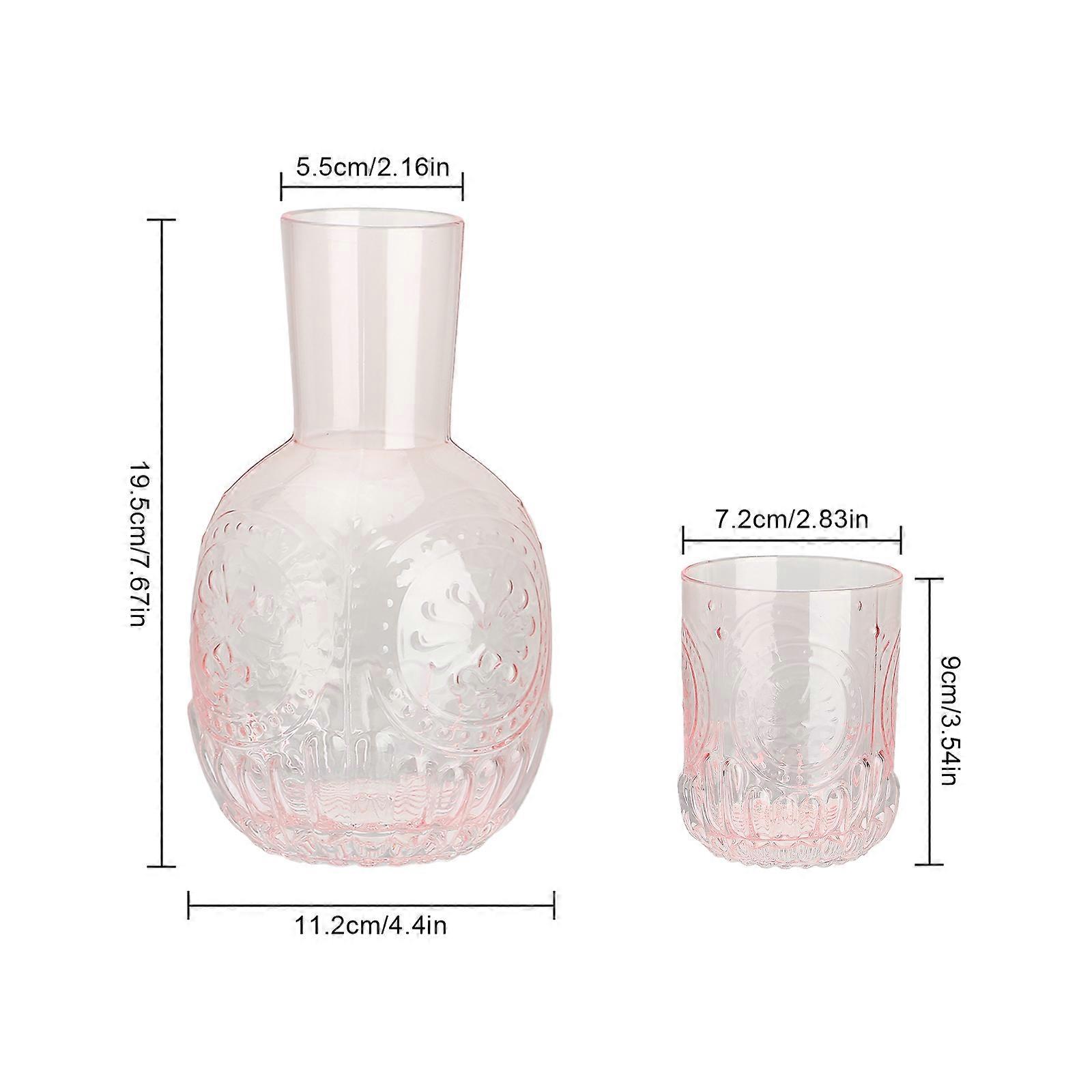 Vintage Bedside Water Carafe and Glass Set Thicked 44 oz Night Glass ...