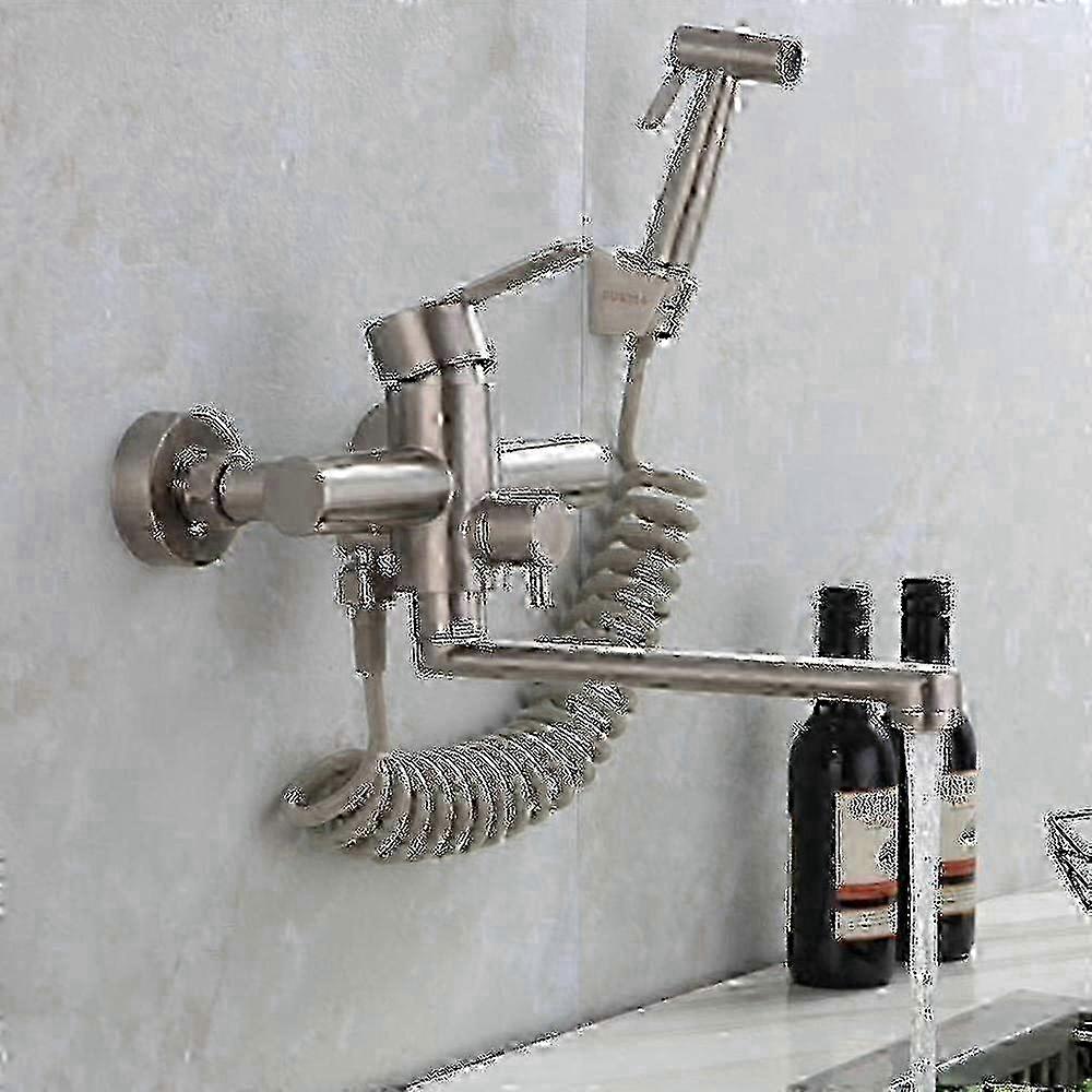 Single Handle Kitchen Faucet Wall Mounted With Hand Shower, With Spray ...