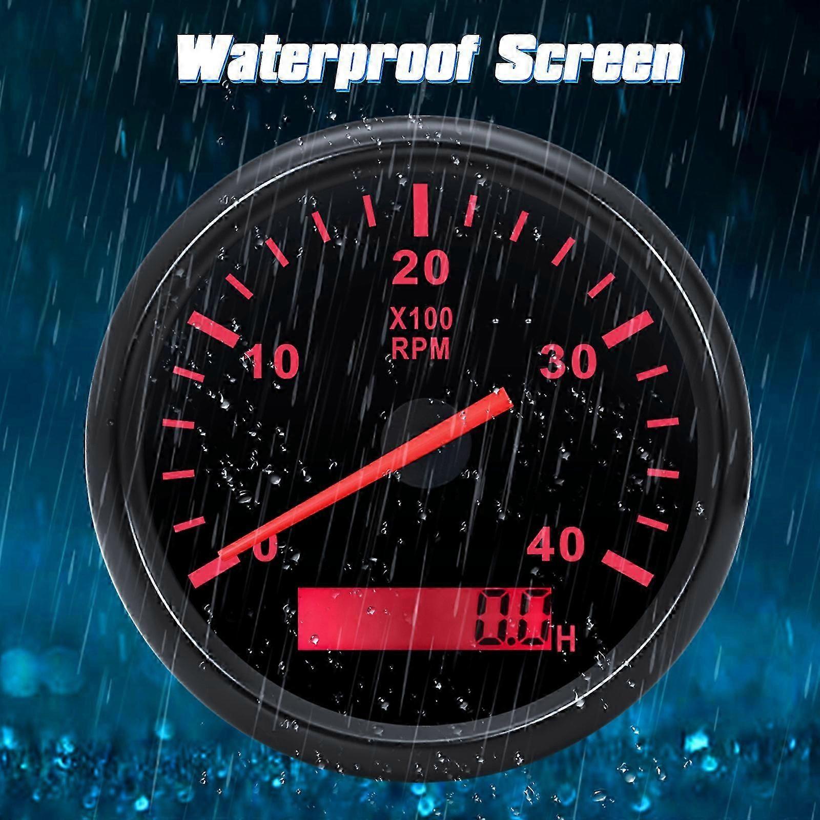 4000RPM 85mm Tachometer With LED Digital Hourmeter 12V/24V Marine Boat ...